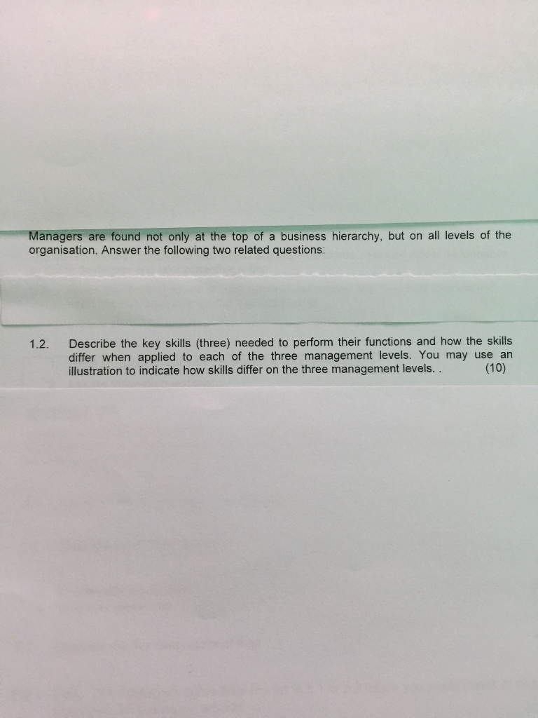 Solved Managers are found not only at the top of a business | Chegg.com