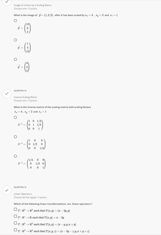Solved QUESTION 1 Select the mappings that are linear | Chegg.com