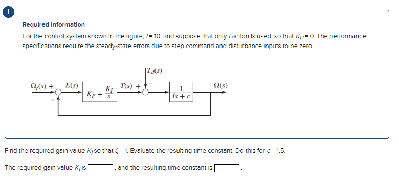 Solved !\\nRequired Information\\nFor the control system | Chegg.com