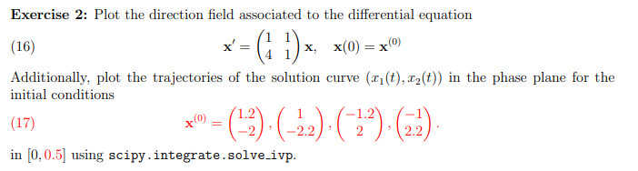 Solved Exercise 2: Plot the direction field associated to | Chegg.com