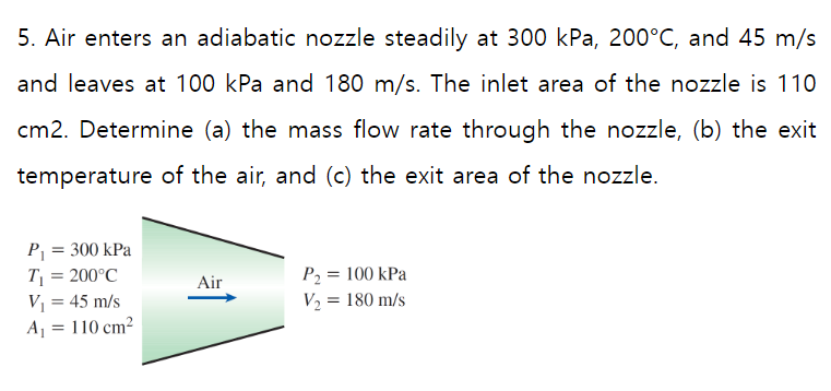Solved 5. Air enters an adiabatic nozzle steadily at | Chegg.com