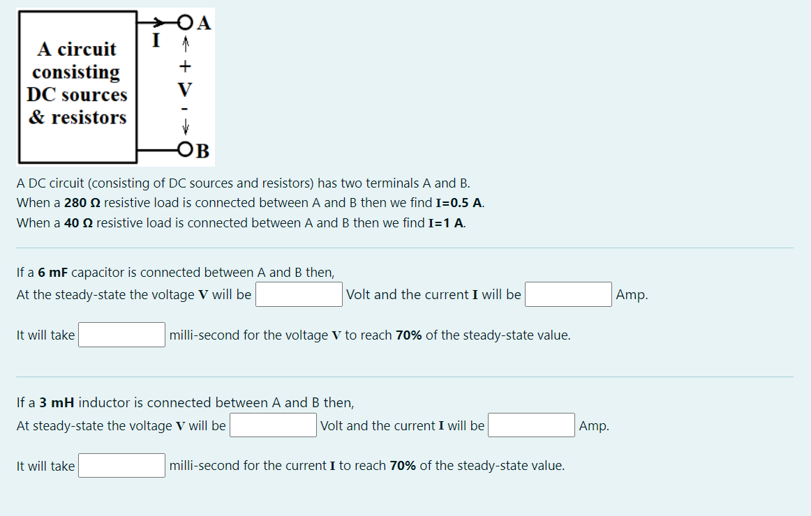 Solved I + A circuit consisting DC sources & resistors V OB | Chegg.com