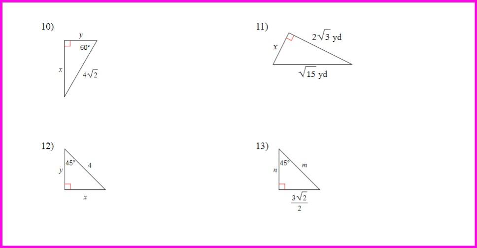 Solved Find the missing side of each triangle. Leave your | Chegg.com