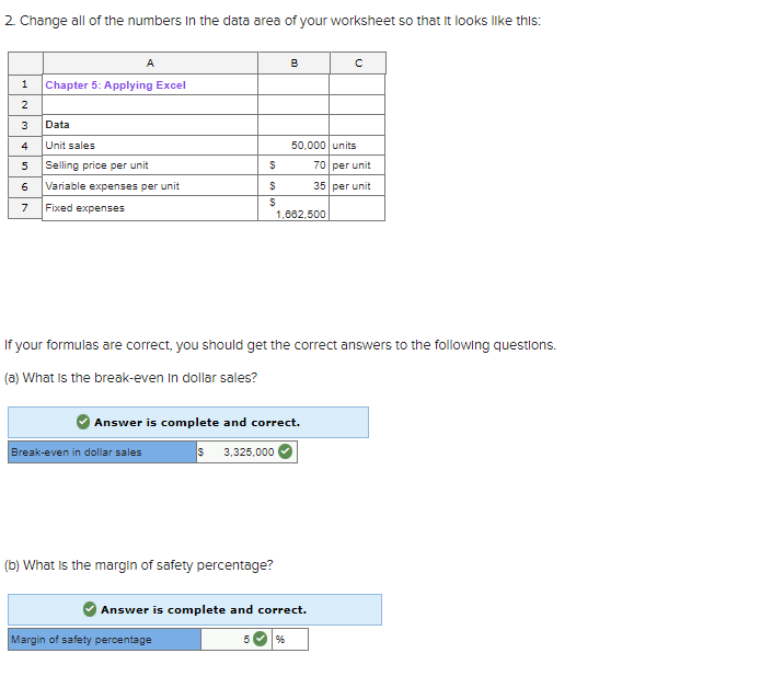 Solved 2. Change all of the numbers in the data area of your | Chegg.com