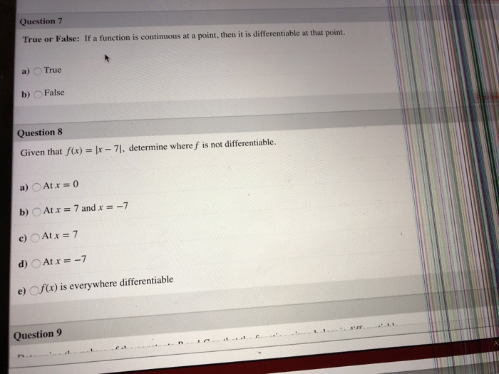 Solved Question 7 True or False: If a function is continuous | Chegg.com
