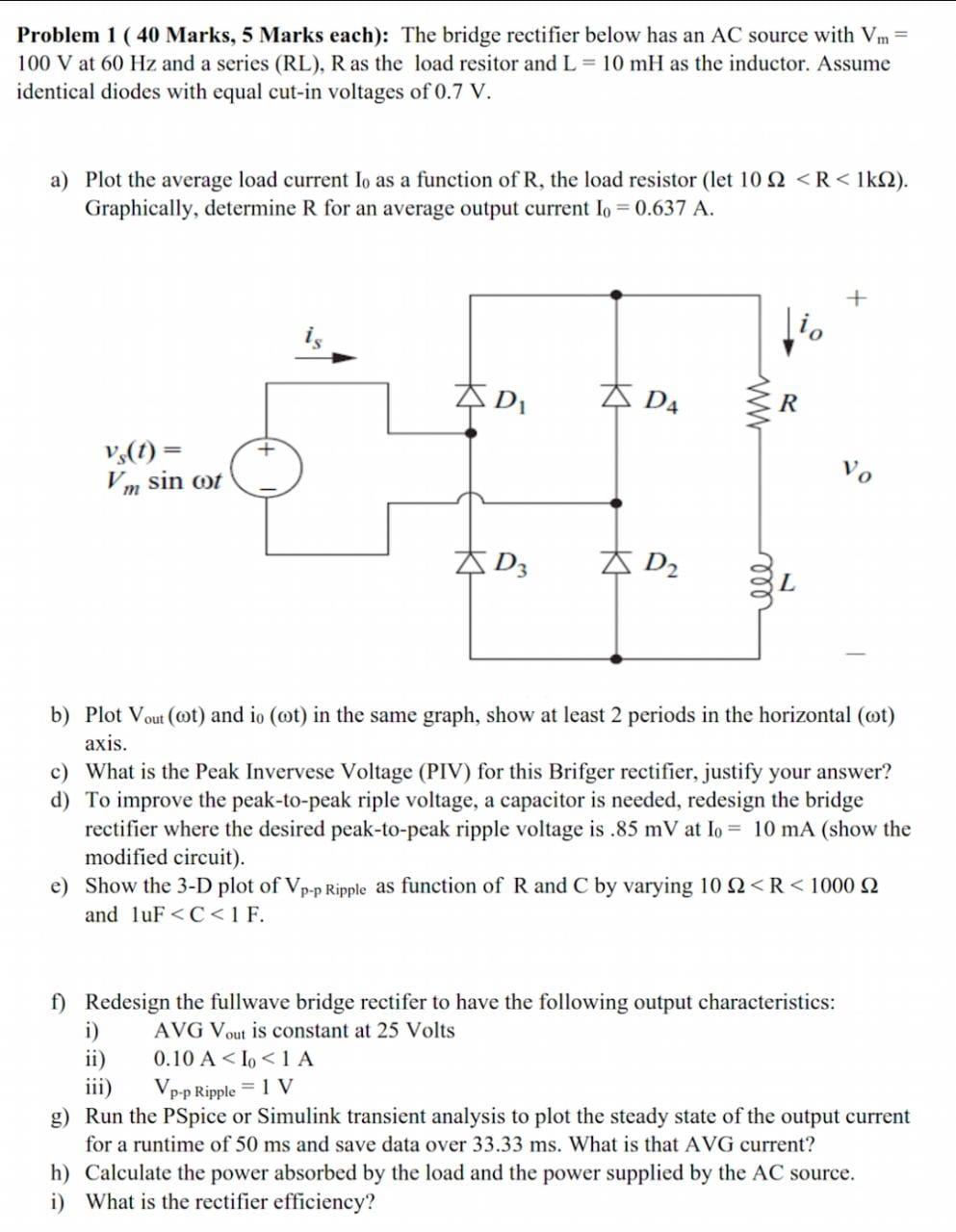 Solved Problem 1 ( 40 Marks, 5 Marks each): The bridge | Chegg.com