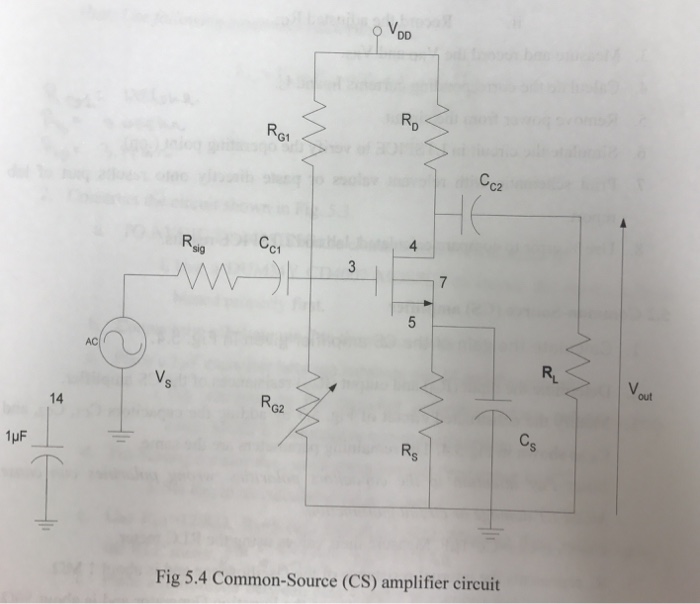 Solved 5.2 Common-Source (CS) amplifier 1. Calculate the | Chegg.com