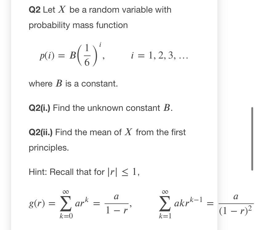 Solved Q2 Let X be a random variable with probability mass | Chegg.com