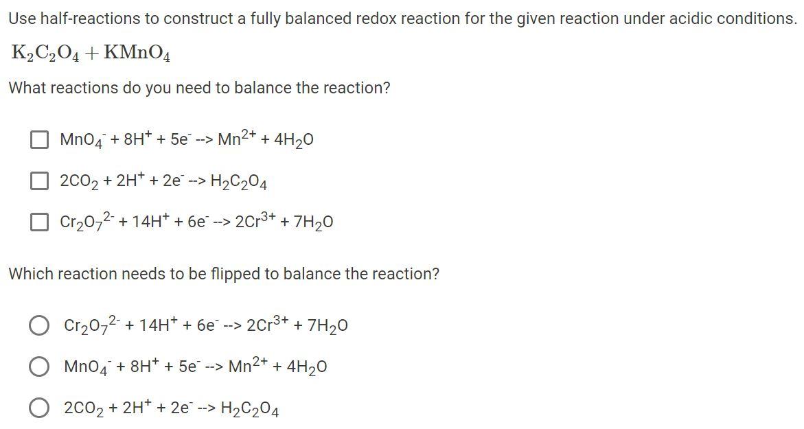 Solved Use half-reactions to construct a fully balanced | Chegg.com