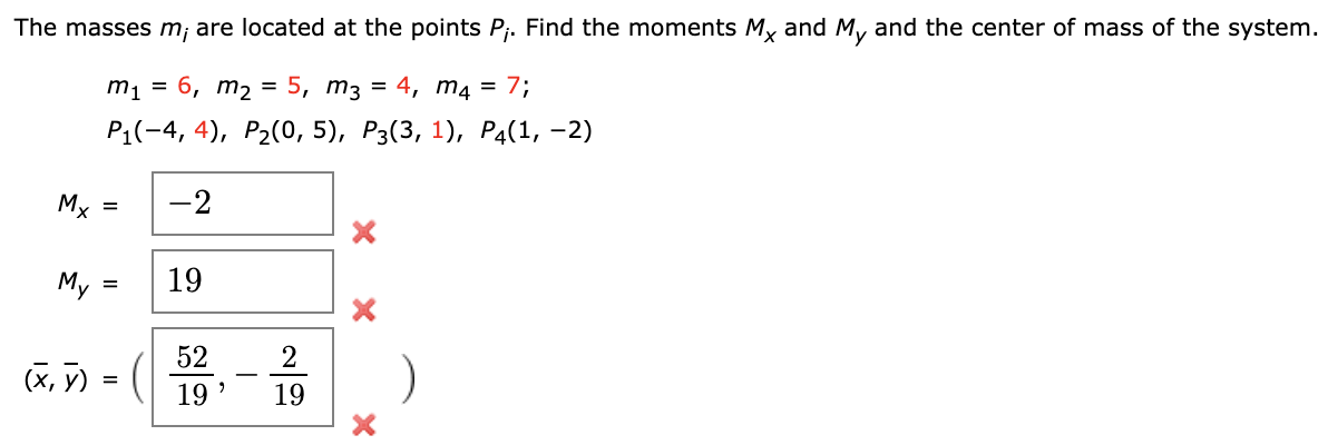 Solved Point-masses m; are located on the x-axis as shown. | Chegg.com