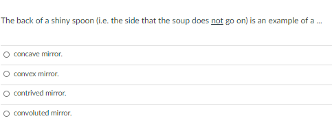 Solved The back of a shiny spoon (.e. the side that the soup | Chegg.com