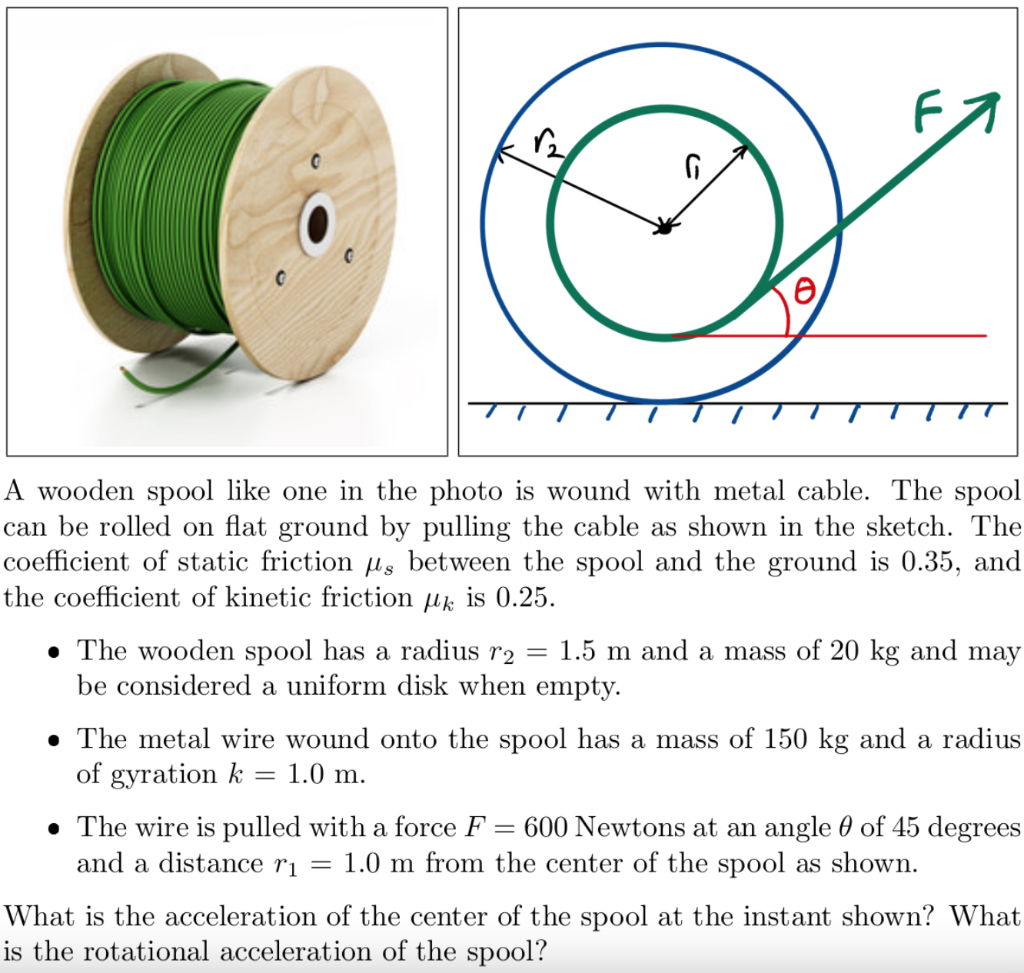 Solved A wooden spool like one in the photo is wound with | Chegg.com