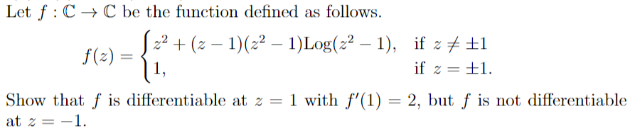Solved Let f:C→C be the function defined as follows. | Chegg.com
