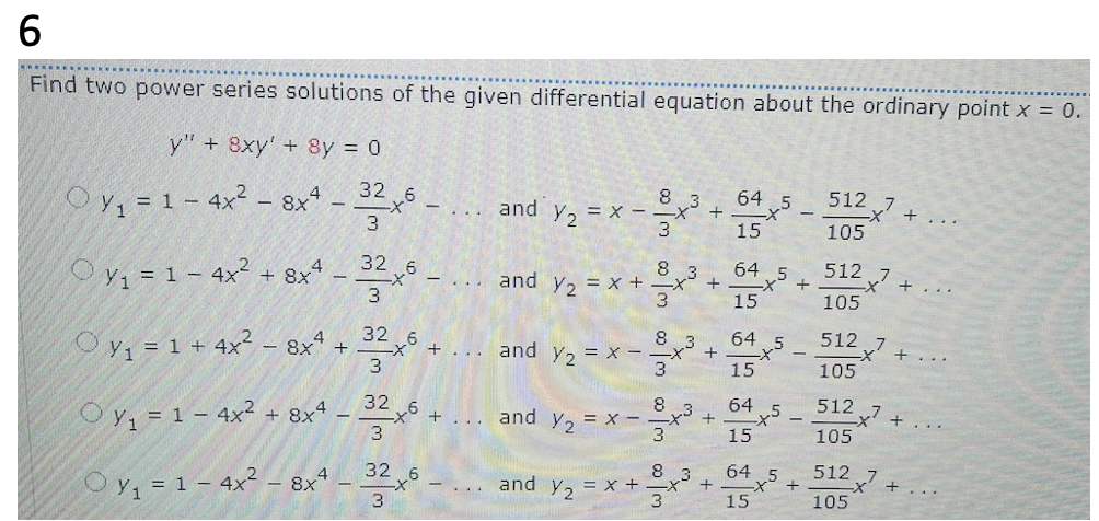 Solved Find two power series solutions of the given | Chegg.com