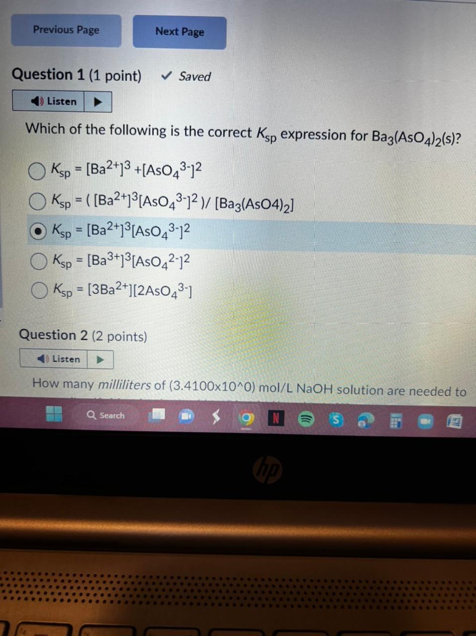 Solved Which of the following is the correct Ksp expression | Chegg.com