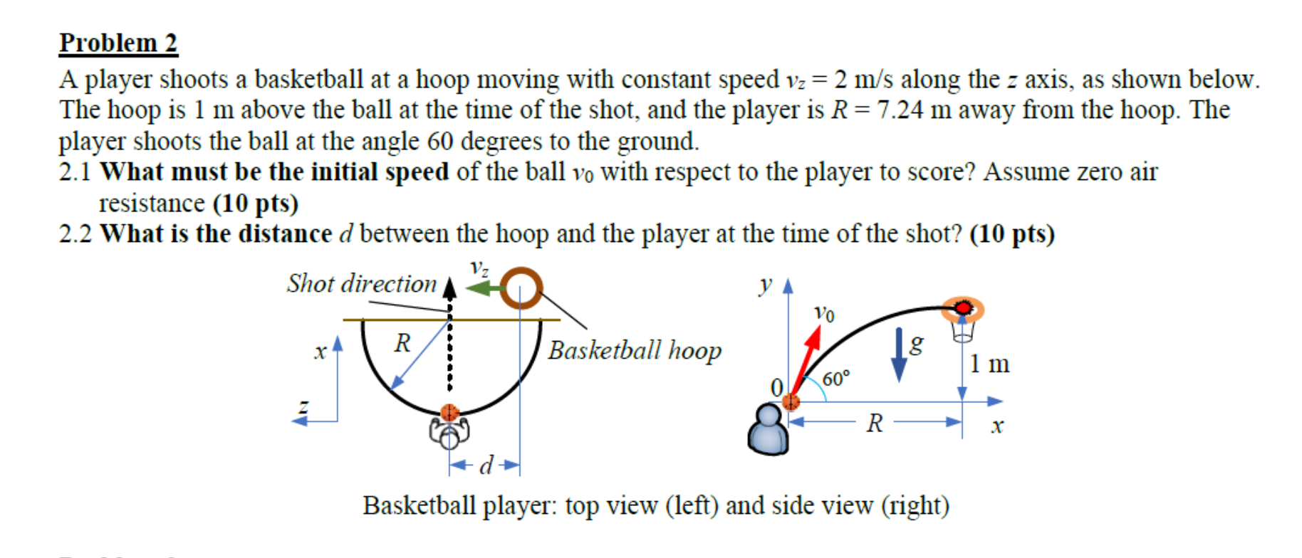 Solved player shoots a basketball at a hoop moving with | Chegg.com