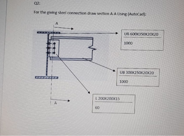 Solved 02 For the giving steel connection draw section A-A | Chegg.com