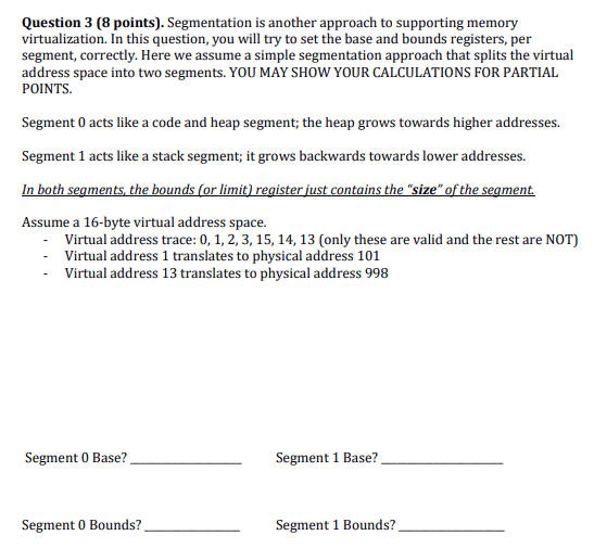 Solved Question 3 (8 points). Segmentation is another | Chegg.com