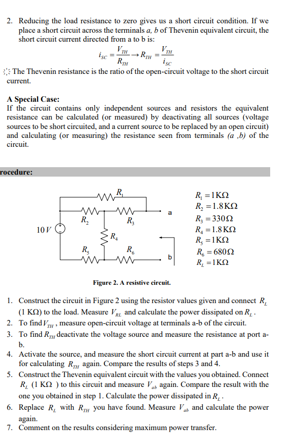 Solved VERIFYING THEVENIN'S THEOREM Objective: Investigating | Chegg.com
