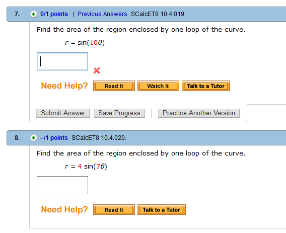 Solved 7. +0/1 points | Previous Answers SCalcET8 10.4.019 | Chegg.com