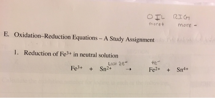 Solved mor et more E. Oxidation-Reduction Equations - A | Chegg.com