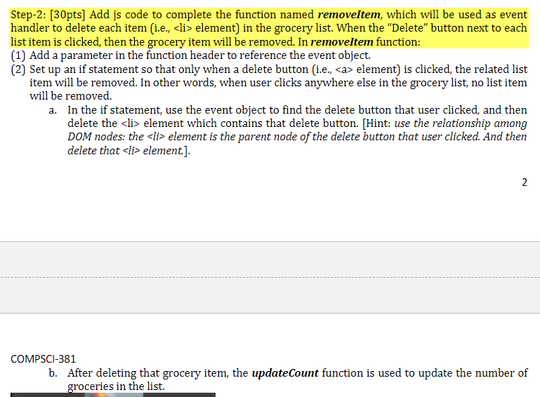Step-1: [30pts] Add js code to complete the function | Chegg.com