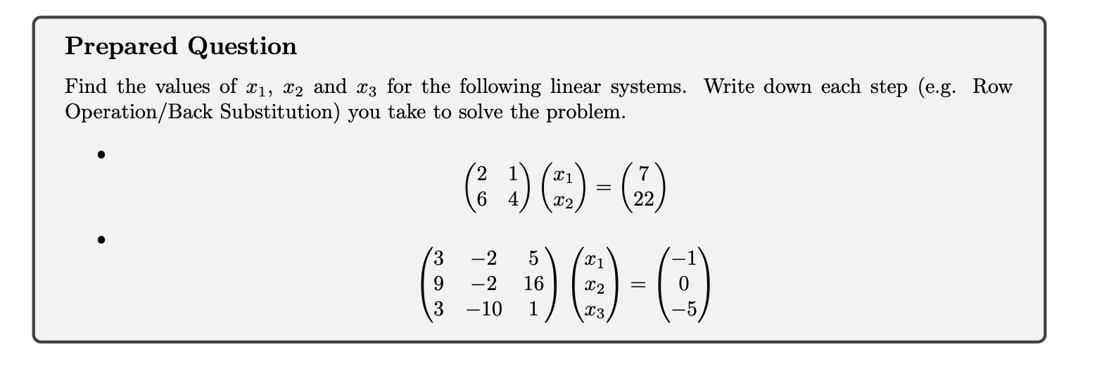 Solved Prepared Question Find the values of x1, x2 and X3 | Chegg.com