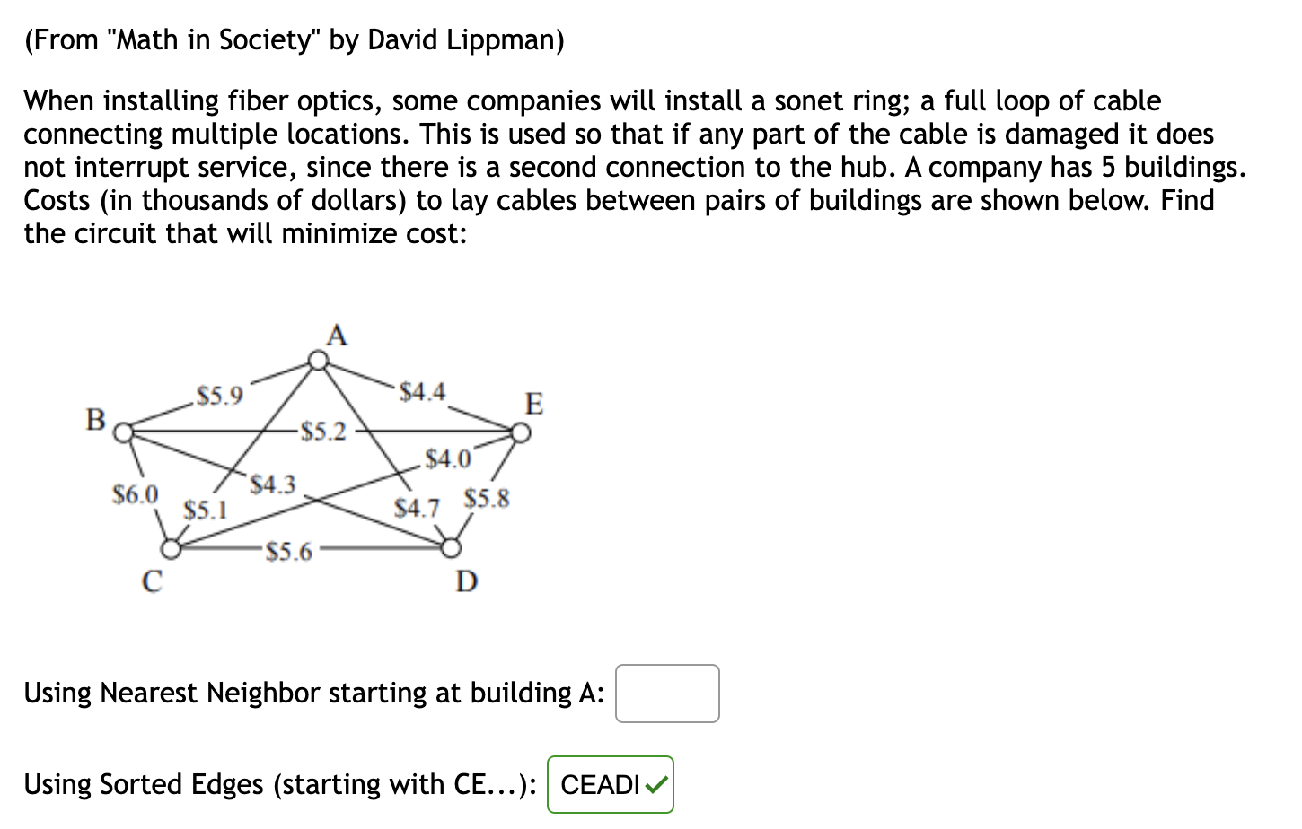 Solved From Math In Society By David Lippman When