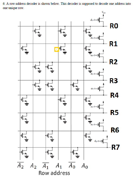 Solved 6. A row-address decoder is shown below. This decoder | Chegg.com