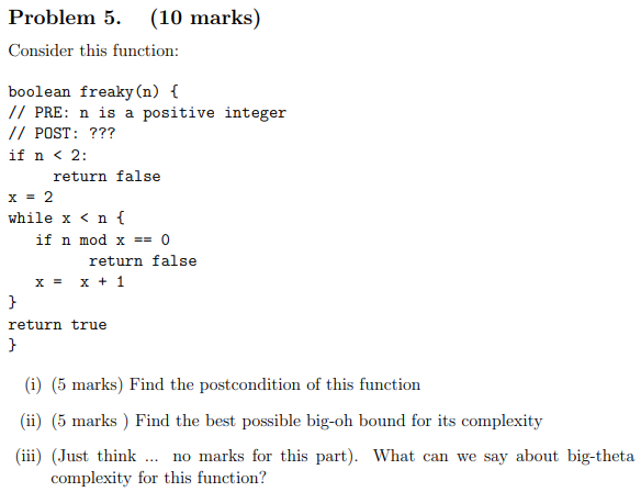 Solved Problem 5. (10 marks) Consider this function: boolean | Chegg.com