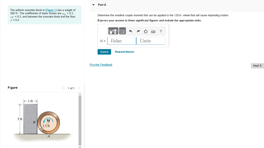 Solved The uniform concrete block in (Figure 1) has a weight | Chegg.com