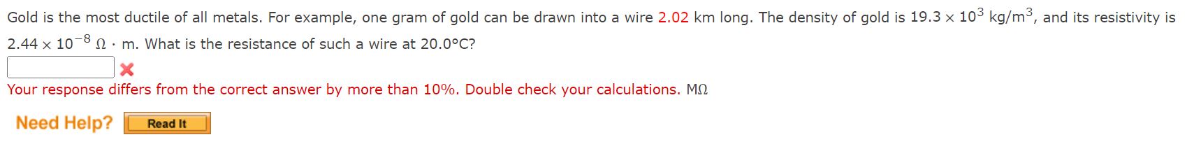 Solved Gold is the most ductile of all metals. For example, | Chegg.com