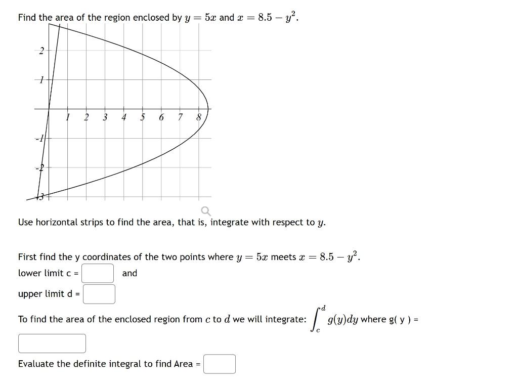 Solved Find the area of the region enclosed by y=5x and | Chegg.com