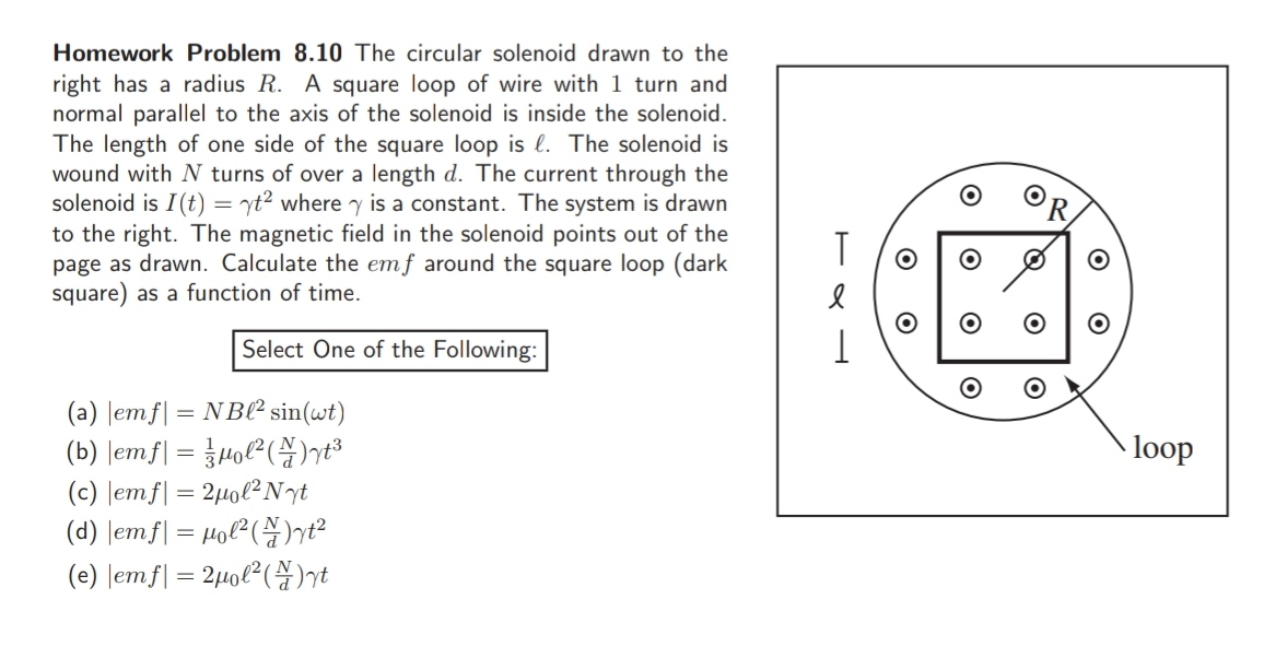 Solved Homework Problem 8.10 The circular solenoid drawn to | Chegg.com