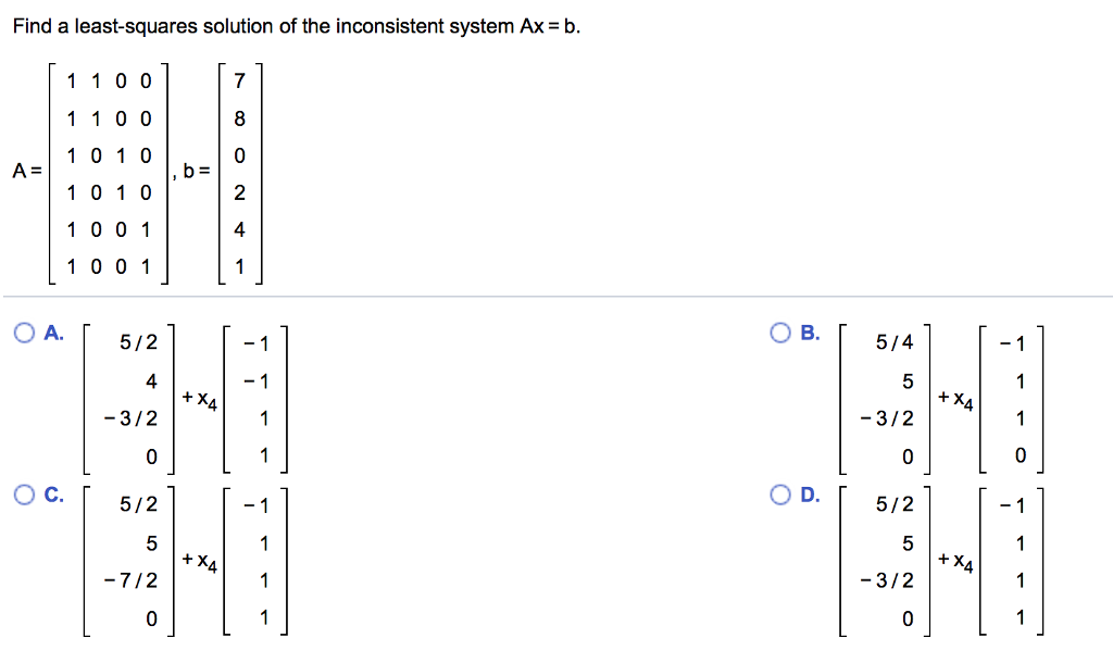Solved Find a least-squares solution of the inconsistent | Chegg.com