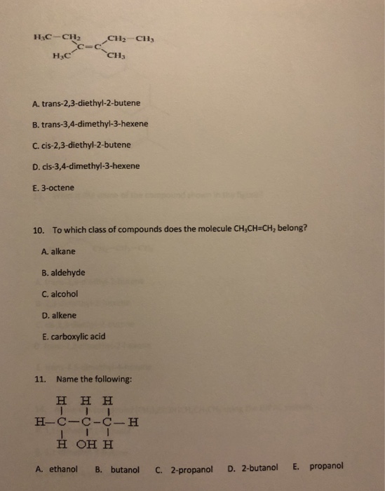 Solved 9. What is the name of the compound shown in the | Chegg.com