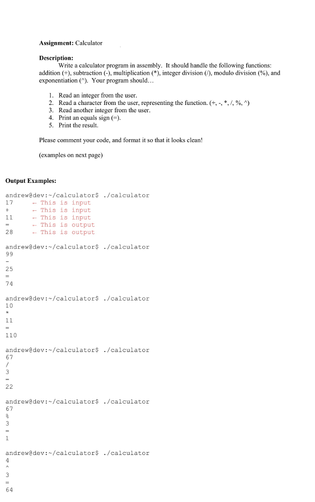 The Following Code Is For Nasm Assembly Language