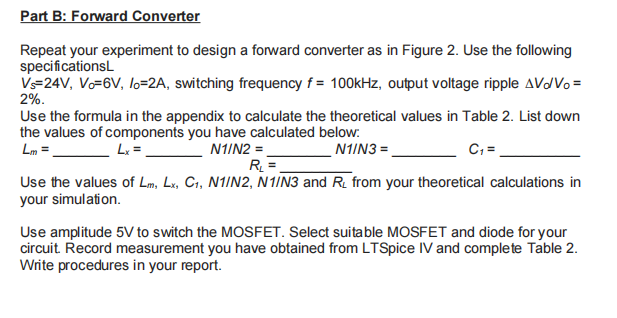 Solved Part B: Forward Converter Repeat your experiment to | Chegg.com
