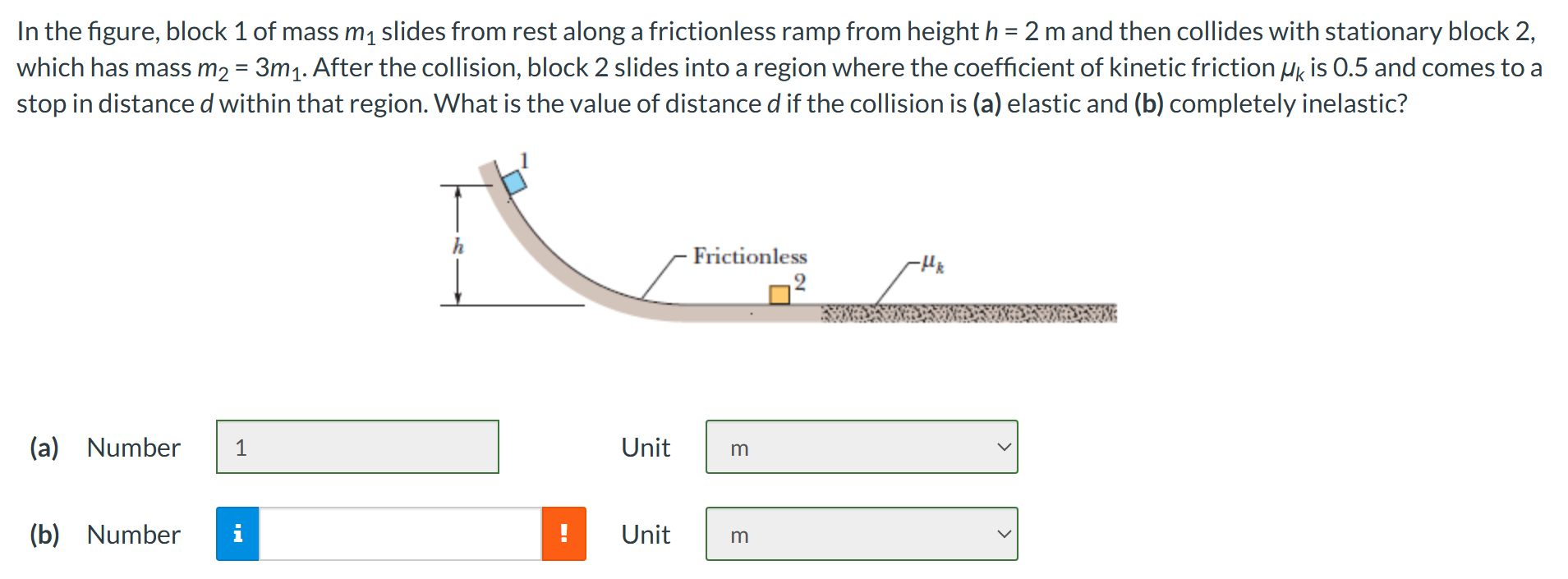 Solved In the figure, block 1 ﻿of mass m1 ﻿slides from rest | Chegg.com