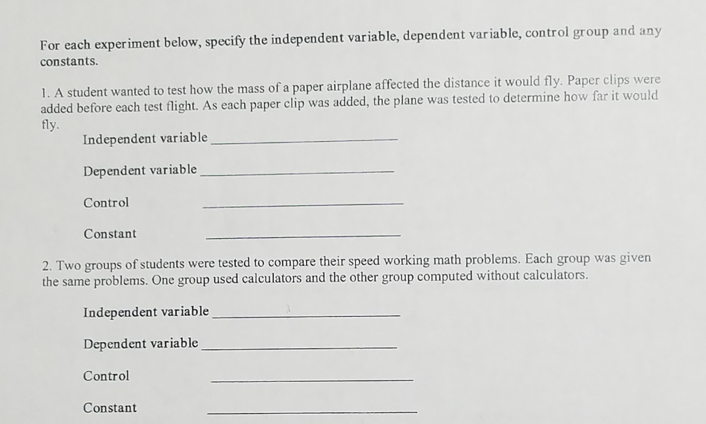 Constants In An Experiment