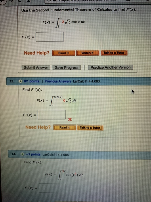 Solved Use the Second Fundamental Theorem of Calculus to | Chegg.com
