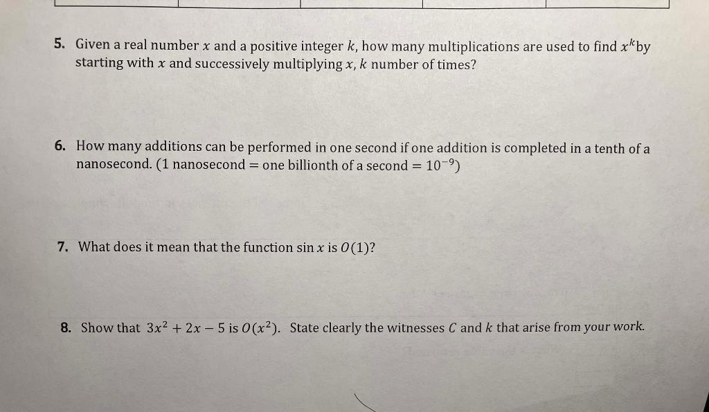 Solved 5. Given a real number x and a positive integer k, | Chegg.com