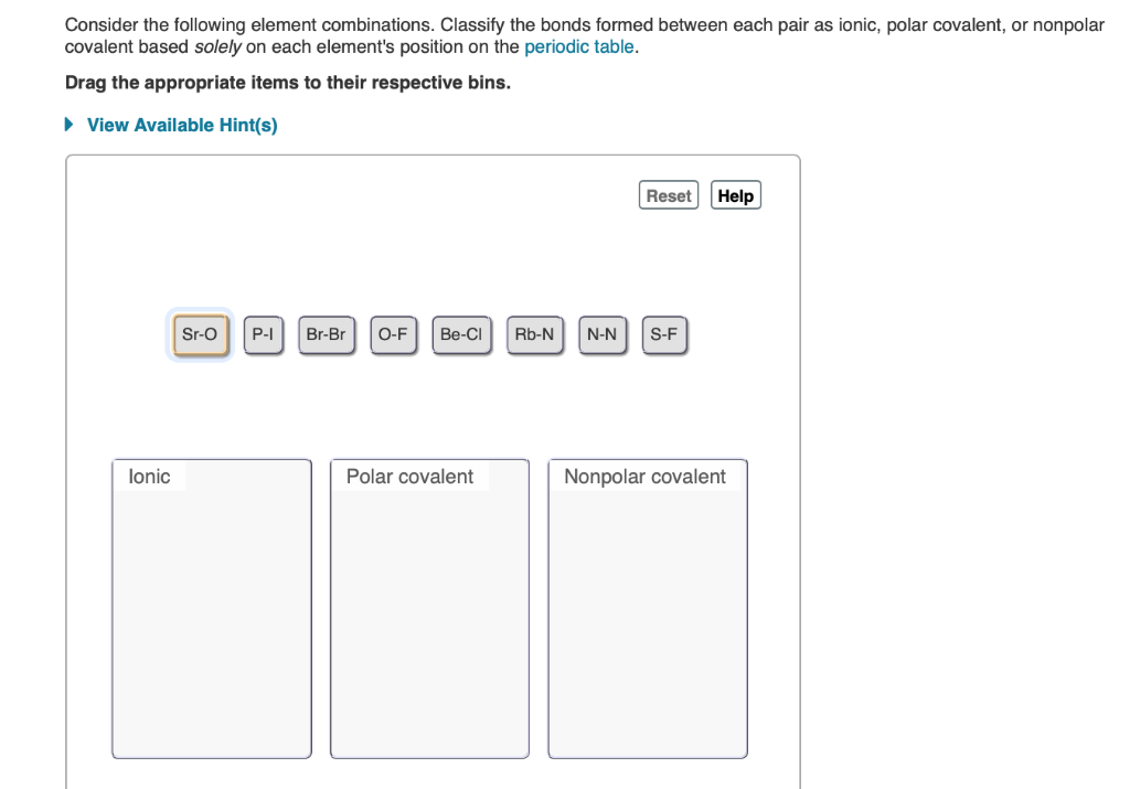Solved Consider the following element combinations. Classify | Chegg.com