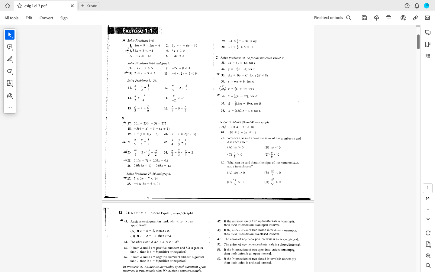 Solved A Solve Problems 1-6. 1. \\( 2 m+9=5 m-6 \\) 2. \\( 3 | Chegg.com