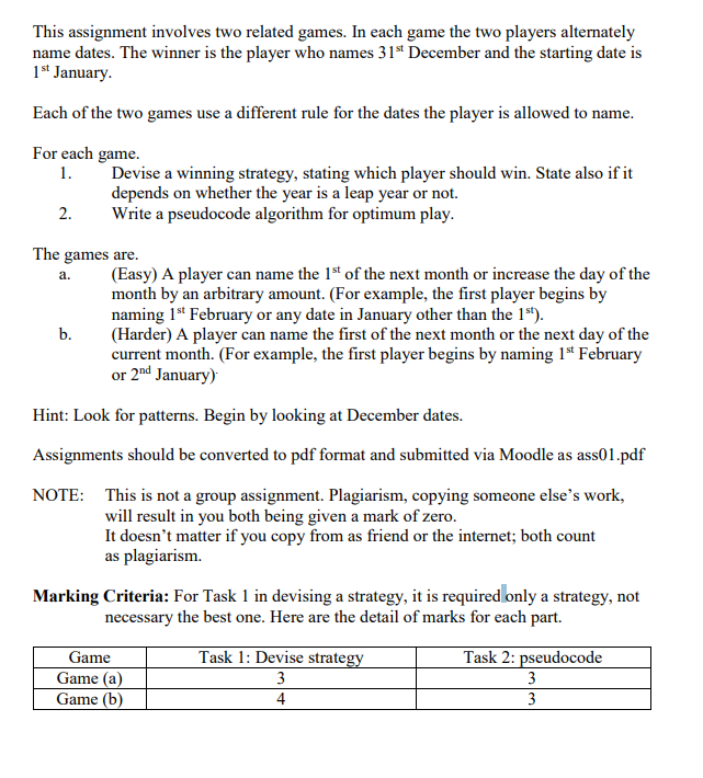 This assignment involves two related games. In each | Chegg.com