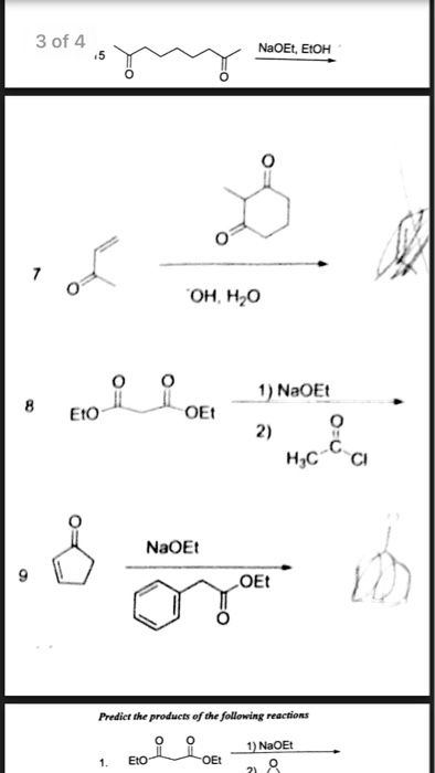 Solved 3 of 4 NaOEt, EtOH OH, H20 O O 1) NaOEt 8 Eto' OEt | Chegg.com