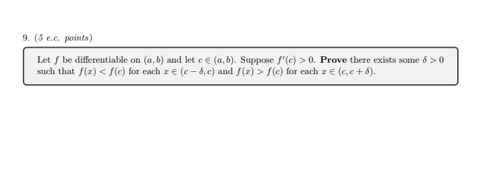 Solved (5 e.c. ﻿points)Let f be ﻿differentiable on (a,b) | Chegg.com