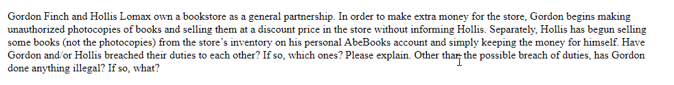 Solved Gordon Finch and Hollis Lomax own a bookstore as a | Chegg.com