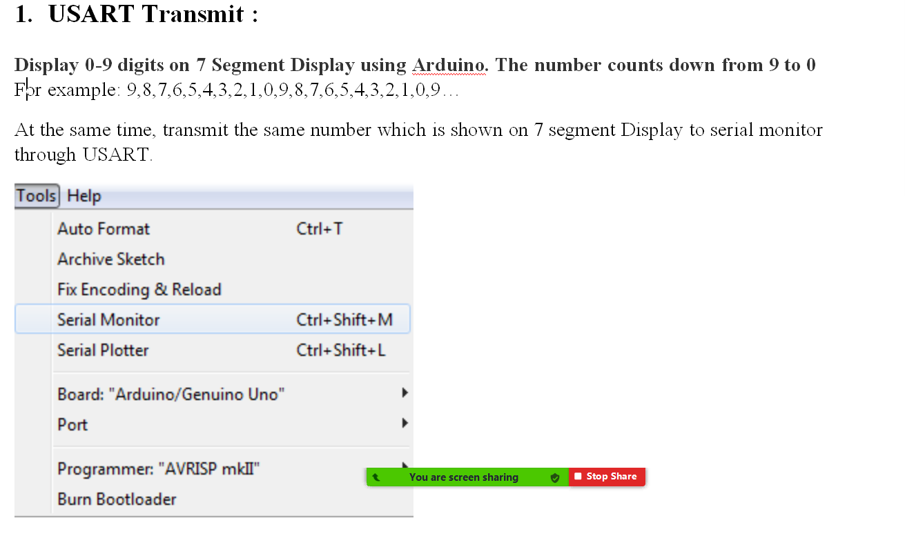 Solved 1. USART Transmit : Display 0-9 digits on 7 Segment | Chegg.com
