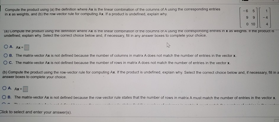 Solved Compute the product using (a) the definition where Ax | Chegg.com